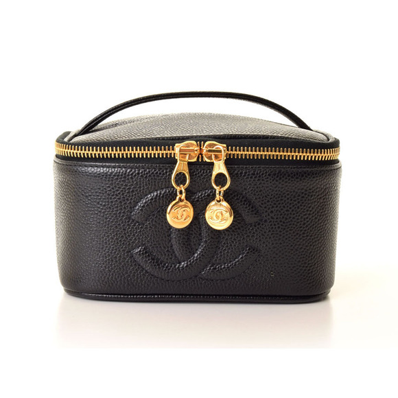 CHANEL | Bags | Chanel Vanity Coco Mark Caviar Leather Gg Black | Poshmark